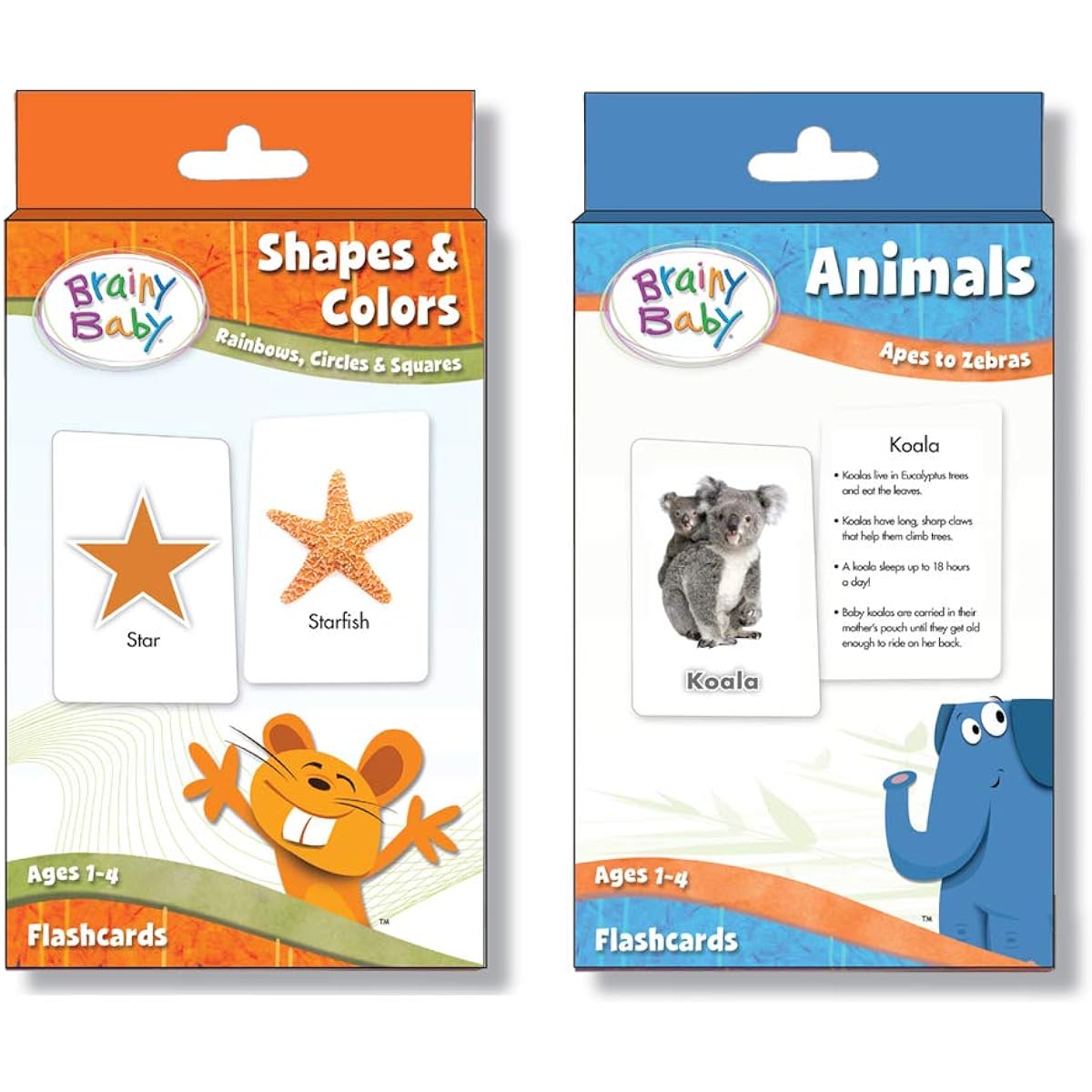 [Brainy Baby] Brainy Baby Shapes Colors and Animals Flash Cards Set of ...