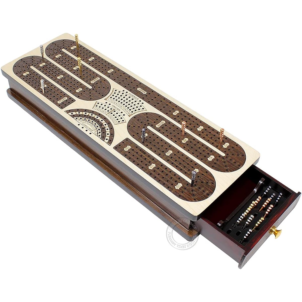House of Cribbage - Continuous Cribbage Board / Box Inlay Maple/Rosewo ...