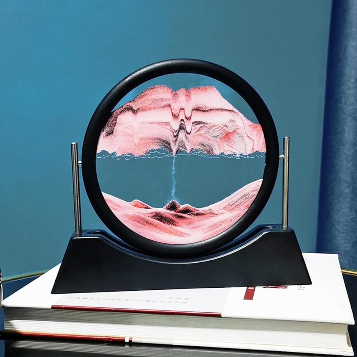Upgraded 360° Rotatable Round Glass Frame Display Flowing Sand Art Sen ...