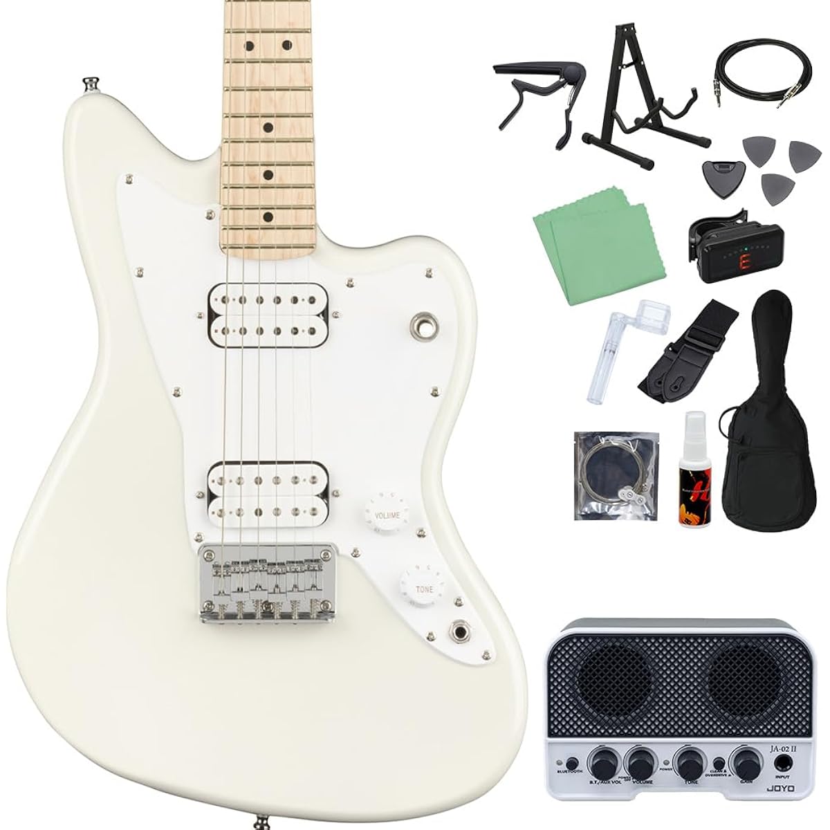 Squier by Fender Mini Jazzmaster HH Olympic White Electric Guitar Begi ...