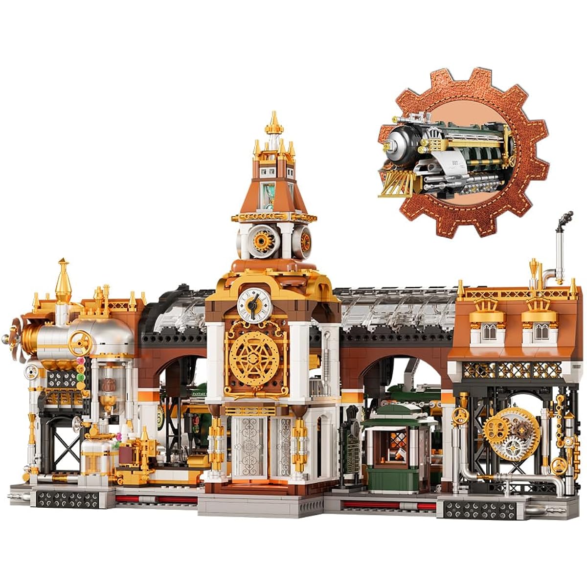 PANTASY Steam Punk Train Station Architecture Building Set, Steampunk ...