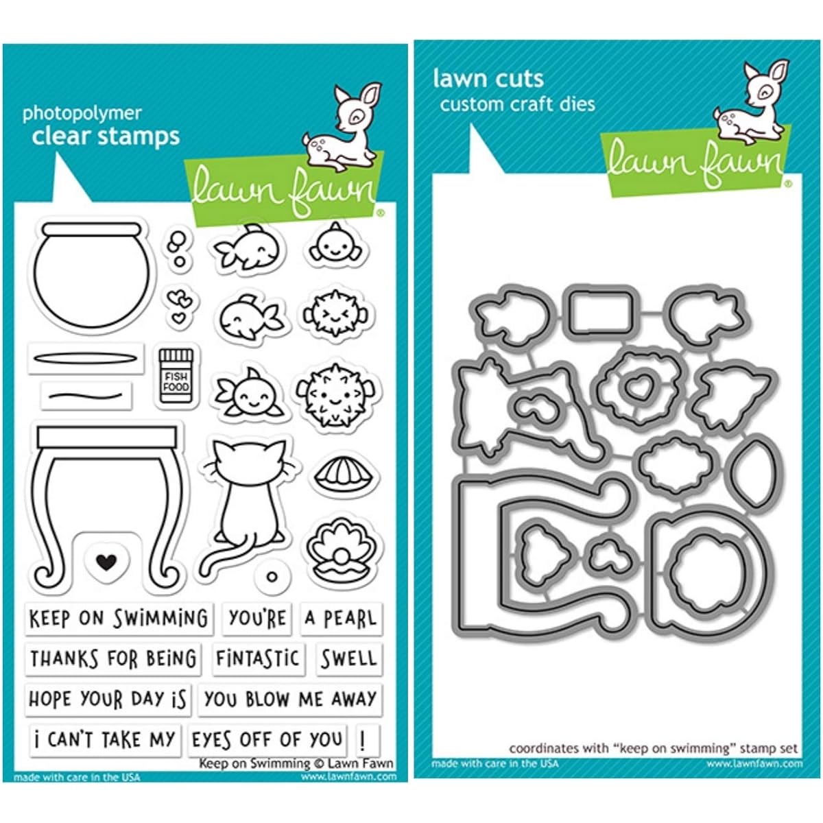 Lawn Fawn Keep on Swimming 4x6 Inch Clear Stamp and Coordinating Custo ...
