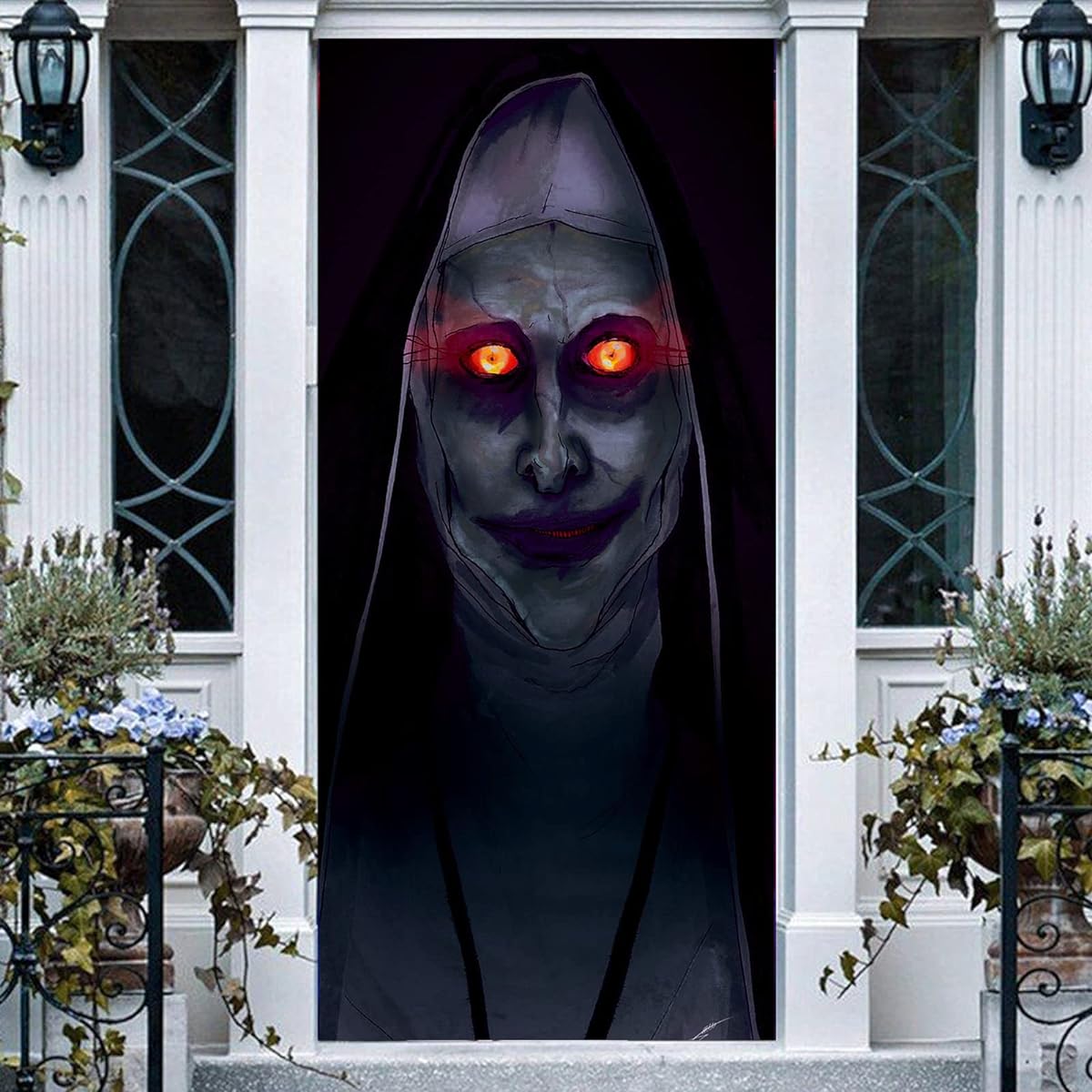 Nun Halloween Party Banner Backdrop Horror Killer Creepy Scary Zombie ...