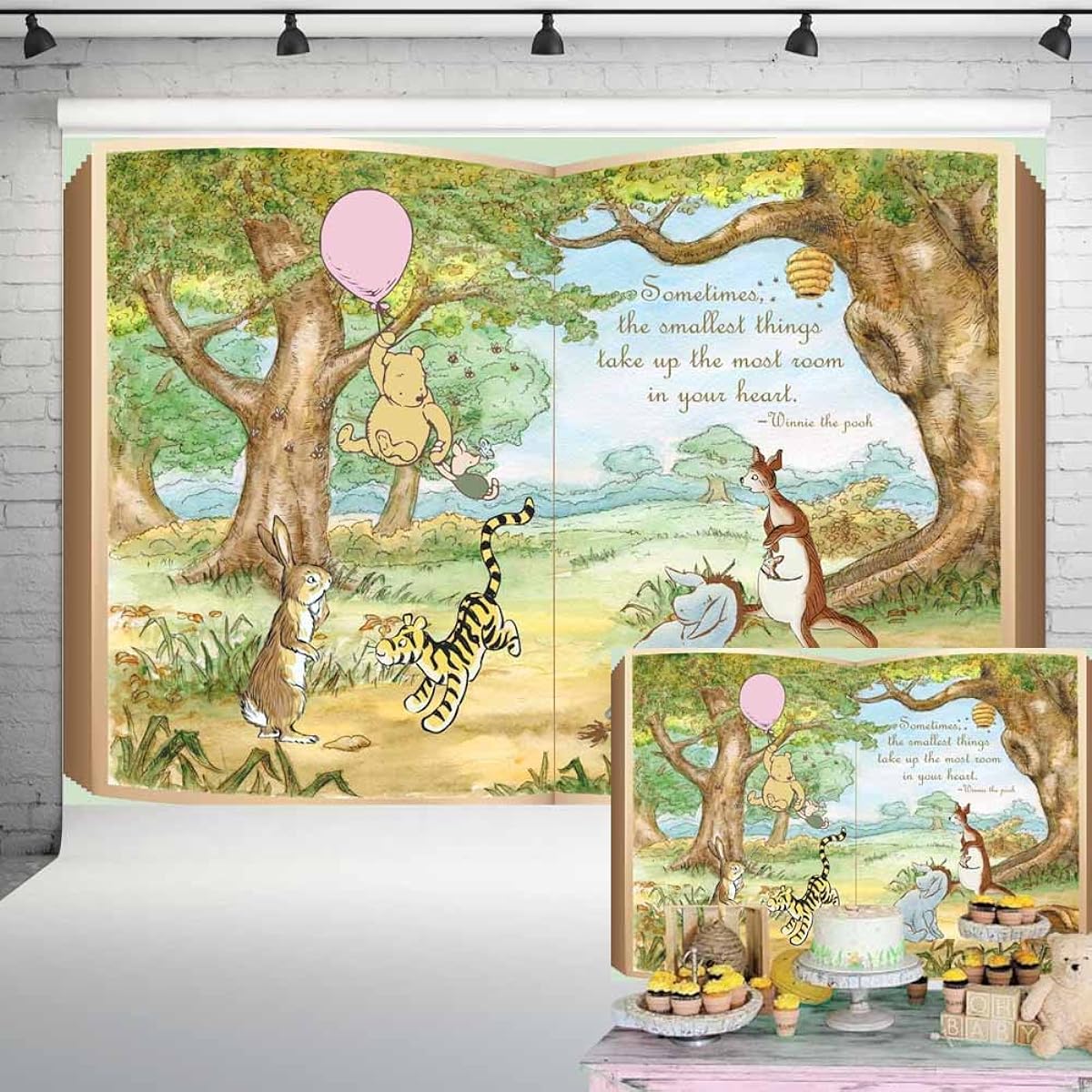 Classic Winnie the Bear Giant Book Backdrop Vintage Pooh 100 Acres Woo ...