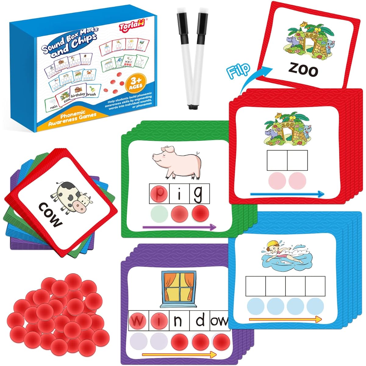 Torlam Elkonin Box Phonemic Awareness Phonics Game Reading Spelling So ...