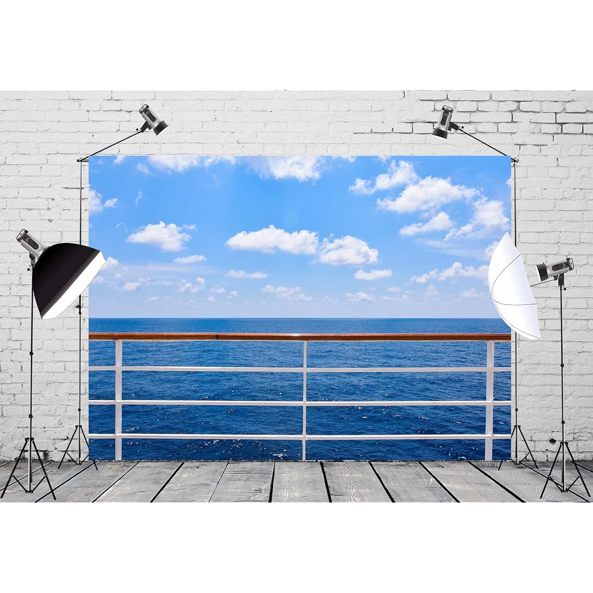 CORFOTO 7x5ft Ocean Cruise Ship Backdrop Blue Sky Travel Ship Deck Fen ...