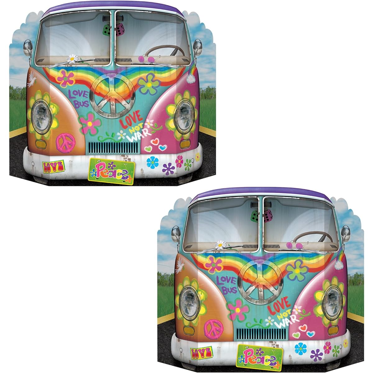 Beistle 2 Piece 60s Theme Hippie Bus Photo Booth Props 1960s Party Dec ...