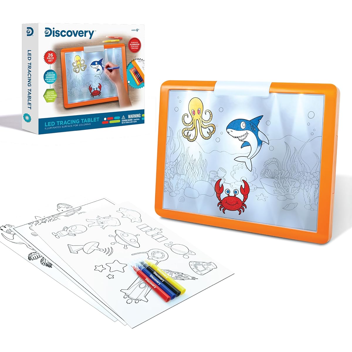 Discovery Kids LED Lighted Tracing Tablet 34 Piece Set with Pencils, P ...