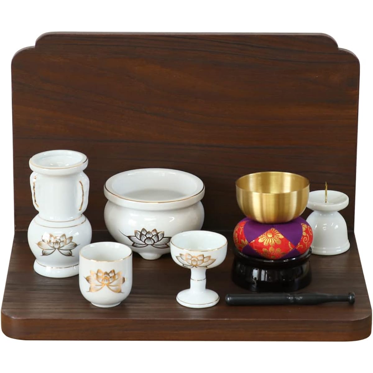 Mini Buddhist altar open type "Stage ONE" walnut color hand memorial s ...